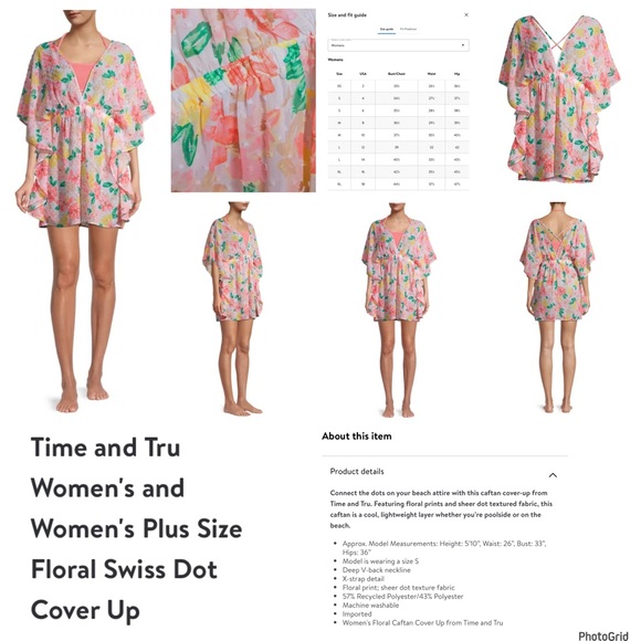 Time and Tru | Swim | Time And Tru Xl Floral Swiss Dot Swimsuit Cover ...